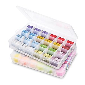 iBune 2 Pack 24 Grids Large Plastic Compartment Container for Washi Tape, Bead Storage Organizer Box Case with Removable Dividers for Craft Tackles Tools, Size 13.1 x 8.7 x 2.1 in, White