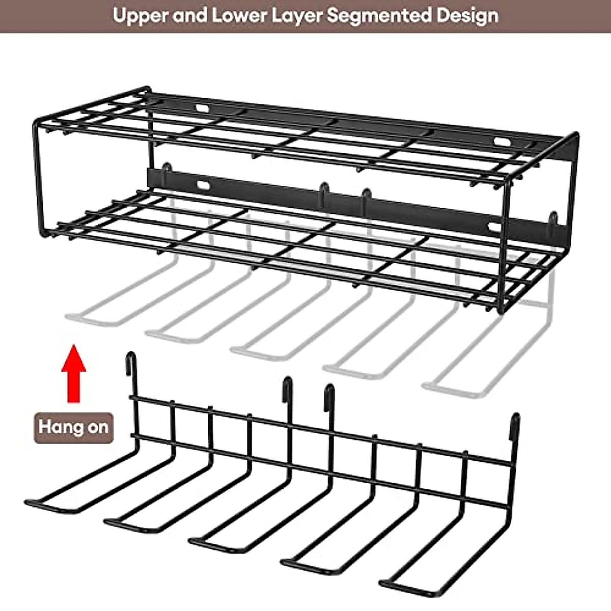Power Tool Organizer, Multifunction Metal Floating Tool Wire Shelf Wall Mount, Garage Tool Storage Holder, Pegboard Cordless Tool Hanger, Electric Drill Rack for Part, Plier, Battery, Box, Screwdriver
