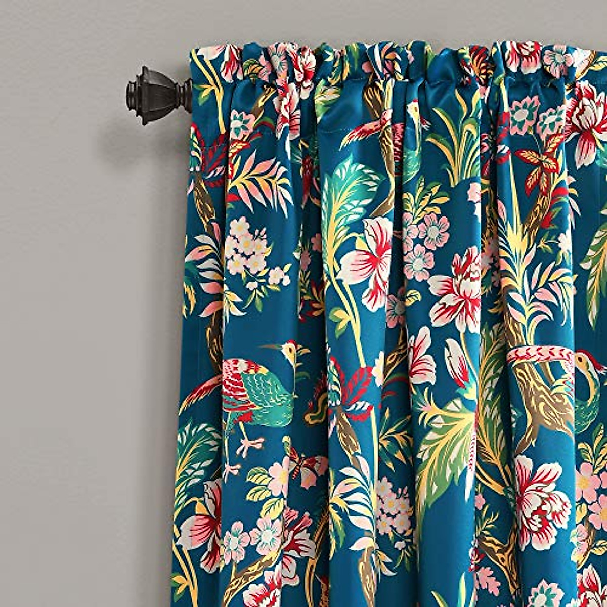 Lush Decor, Navy Curtains Dolores Darkening Window Set for Living, Dining Room, Bedroom, 84" x 52", 84 in x 52 in Panel Pair