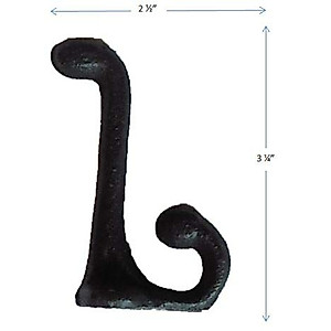 20 Cast Iron Black School Hat Coat Rack Hall Tree Hooks 3 1/4" Length