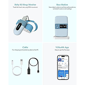 Babytone Baby Sleep Monitor with Base Station, Infant Breathing Monitor, Tracks Oxygen Level, Heart Rate and Movement, Smart Sock Foot Monitor with Free App Report, Fits Newborn 0 to 3 Years Old