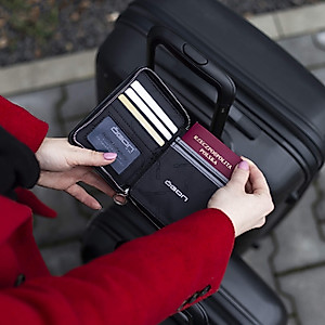 ÖGON -DESIGNS- Quilted Passport Aluminum Wallet Large capacity passport size - Clutch organizer - Women’s RFID blocking wallet - Rose Gold