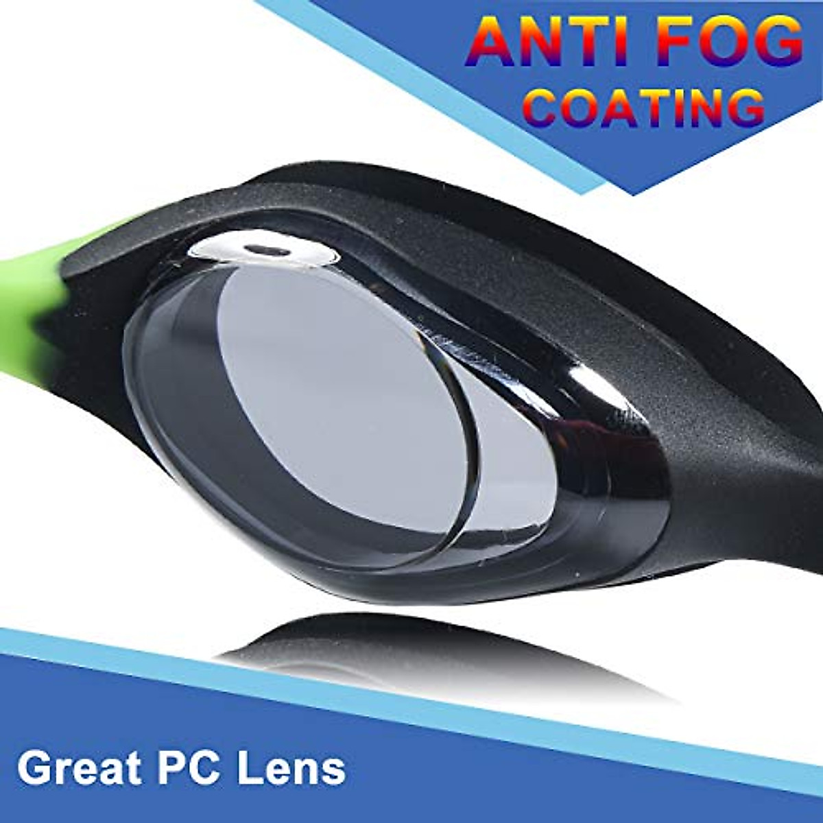 PHELRENA Kids Swim Goggles with Earplugs Nose Clip, Swimming Goggles with Anti-UV, Anti-fog Lenses