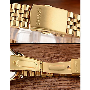 DREAMING Q&P Classic Golden Stainless Steel Unisex Luxury Quartz Wrist Watches Gold