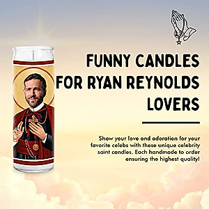 Ryan Reynolds Celebrity Prayer Candle - Funny Saint Candle - 8 inch Glass Prayer Votive - 100% Handmade in USA - Novelty Celebrity Gift