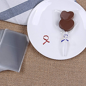 Beasea 4 x 6 Inches Treat Bags Cello Bags, Cellophane Bags 300pcs Cake Pop Treat Cello Bags for lollipop with 4 Mix Colors Twist Ties for Bakery Popcorn Cookies Candies Dessert