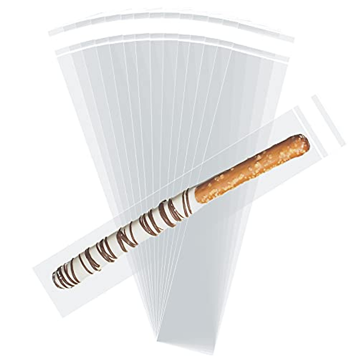 Self Sealing Cellophane Bags,2x10 Inches 100 Pcs Clear Pretzel Rod Bags, Resealable Cellophane Bag for Packaging ICY Candy Popsicle,Gifts, Favors, Products, Candy