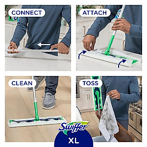 Swiffer Sweeper Dry + Wet XL Sweeping Kit, 1 Sweeper, 8 Dry Cloths, 2 Wet Cloths