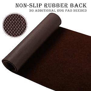 AYOHA Runner Rug 2' x 6' Indoor/Outdoor Carpet Runners, Hallway Kitchen Entryway Bedroom Area Rugs with Natural Non-Slip Rubber Backing, Garage mat, Chocolate Brown (Available for Custom Sizes)