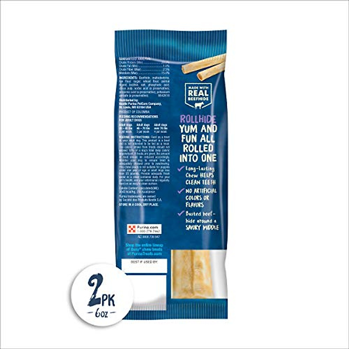 Purina Busy Rawhide Large Breed Dog Bones, Rollhide - (12) 2 ct. Pouches