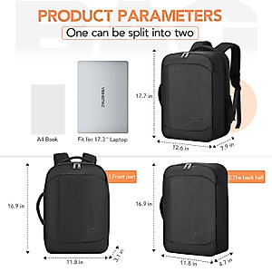 Conworld Travel Backpack 2 in 1, 40L Flight Approved Carry On Backpack for Men Women, Combination Carry on Backpack Lightweight Business Weekender Overnight Large Backpack