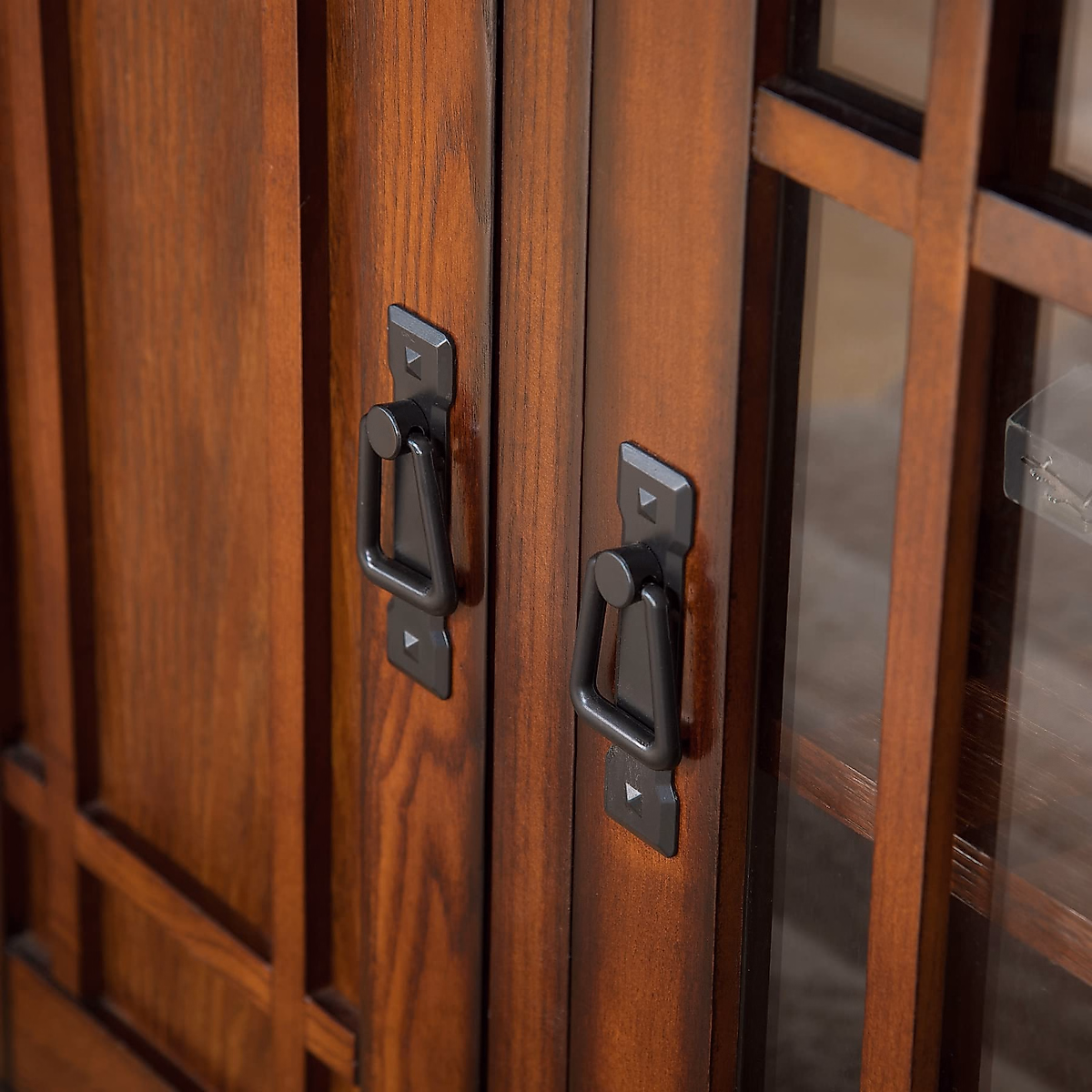 Leick Home 82385 Solid Wood Mission Corner TV Stand for 50" TVs, Living Room Entertainment Center with Three Doors and Storage Shelves, Mission Oak