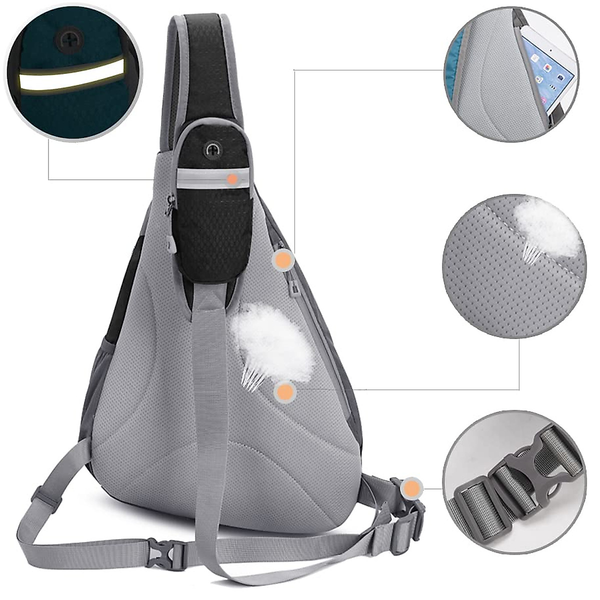 Lecxci Outdoor Spacious Crossbody Sling Bag Shoulder Chest Side Pack for Man/Women (Black)