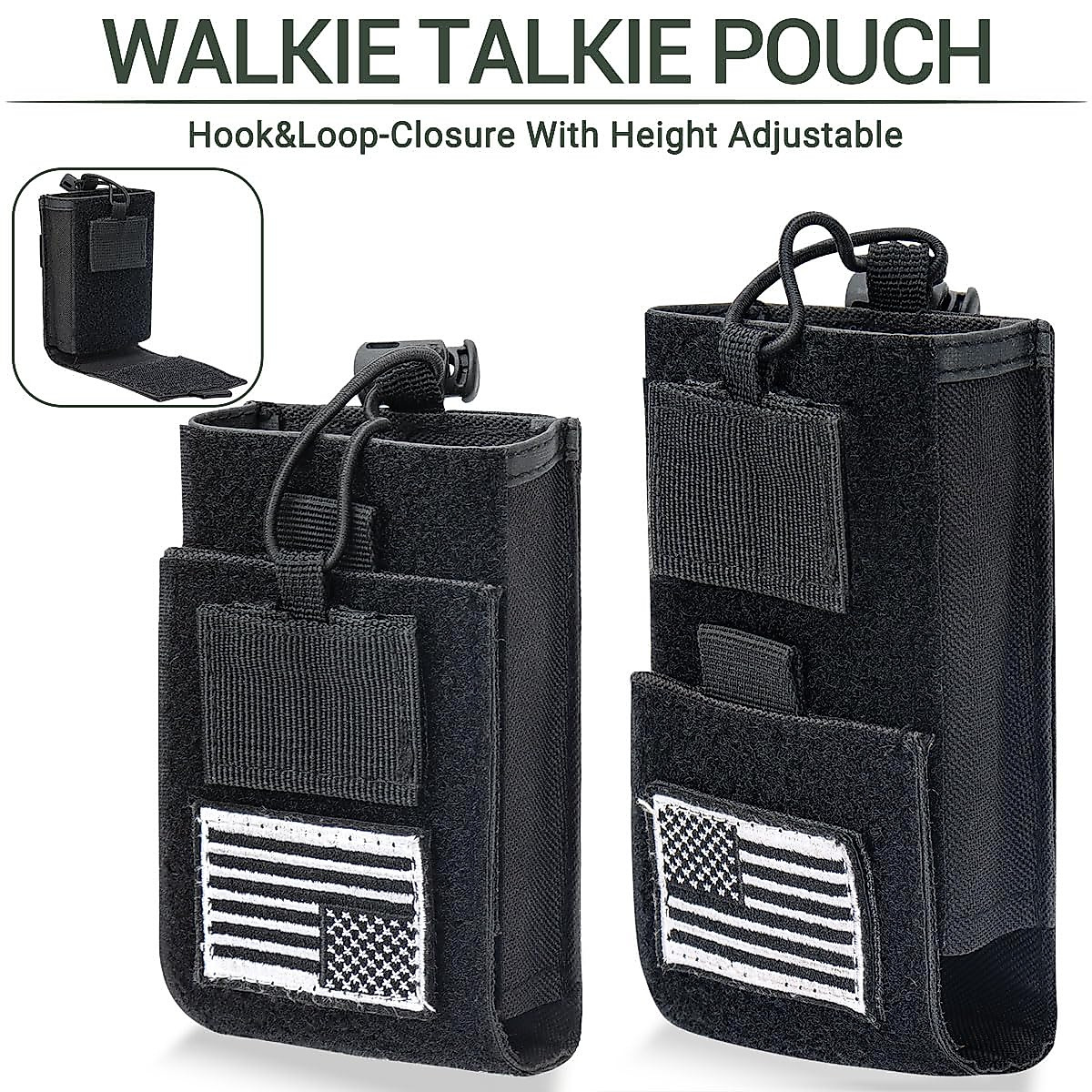 Tactical Radio Holder Radio Case Molle Radio Holster Military Heavy Duty Radios Pouch Bag for Baofeng UV-5R BF-F8HP AR-152 Two Ways Walkie Talkies Adjustable Storage