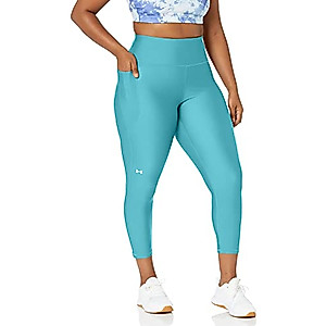 Under Armour Women's Standard HeatGear High Waisted Ankle No-Slip Leggings, (433) Glacier Blue / / White, Large