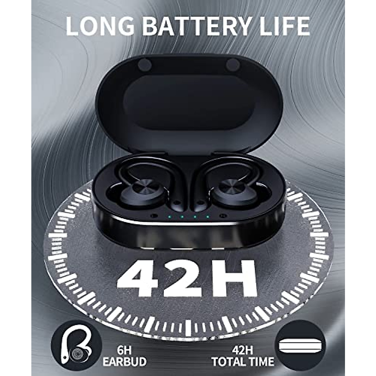 EUQQ Wireless Earbuds Bluetooth 5.3 Headphones for Sports 42Hrs Playtime HiFi Stereo Earphones Noise Cancelling Bluetooth Wireless Ear Buds with Mic for Running audifonos Bluetooth inalambricos