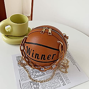 KUANG! Women's Basketball Shaped Mini Chain Purse Shoulder Messenger Handbags Handle Tote Cross Body bags For Girls