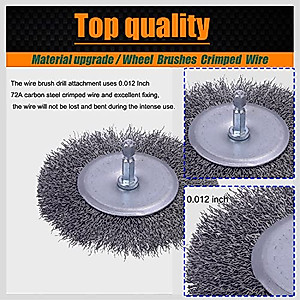 WENORA 20 Pack Wire Brush Wheel for Drill Set, Wire Brush for Drill 1/4 Inch Hex Shank 0.012 inch Coarse Carbon Steel, Wire Wheel for Drill for Cleaning Rust and Abrasive,Wire Brush Drill Attachment