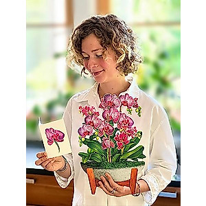 Freshcut Paper Pop Up Cards, Orchid Oasis, 12 Inch Life Sized Forever Flower Bouquet 3D Popup Greeting Cards, Birthday Gift Cards, Gifts for Her with Note Card & Envelope