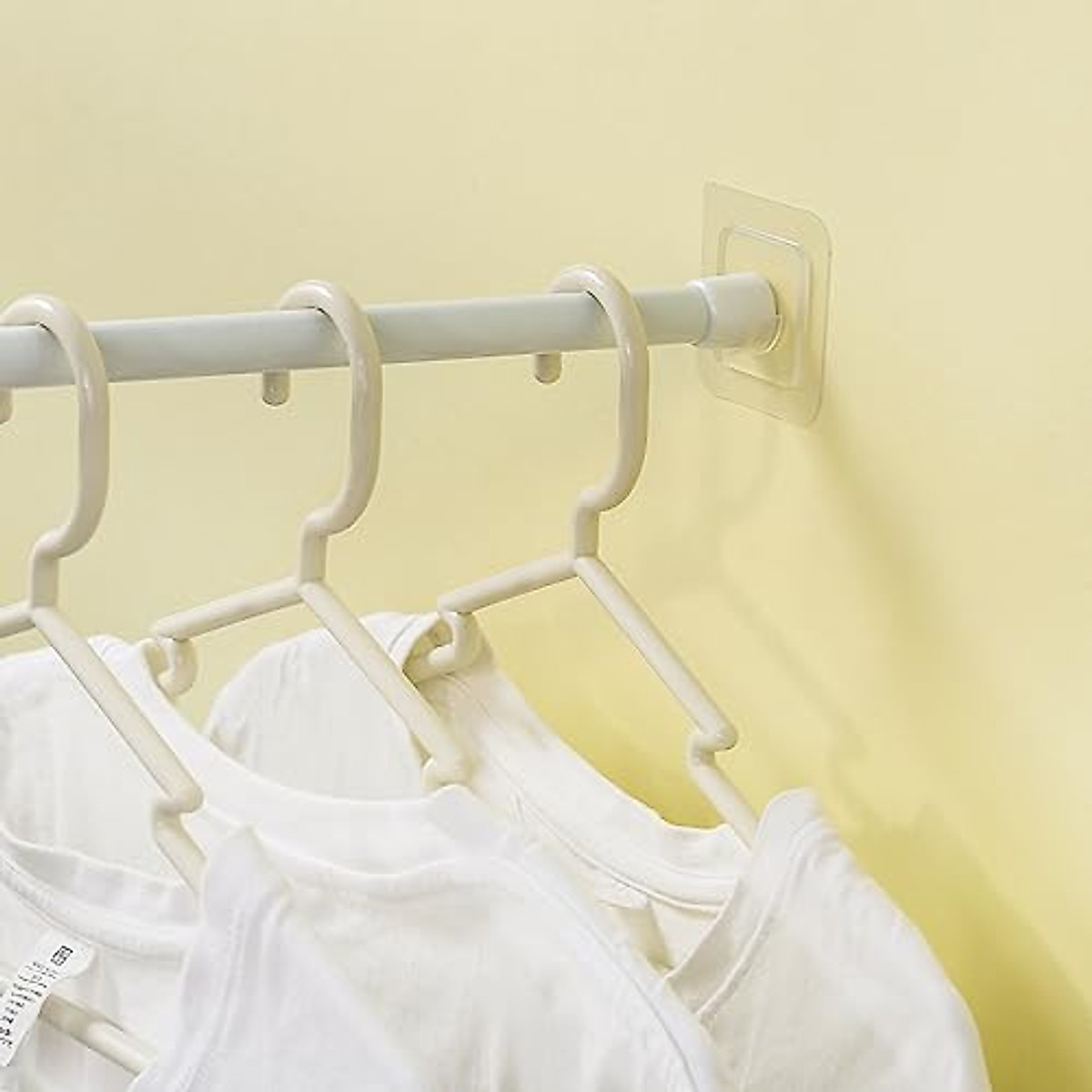 Adhesive Curtain Rod Holder, Goowin Tension Rod Holder, No Drilling Transparent Small Tension Rod Bracket (Only for Tension Rods Within 1" Diameter At Both Ends) (6 Pack)