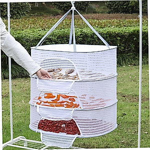 bbJJbbY Herb Drying Rack Net 3 Layers Mesh Hanging Clothes Drying Racks with Zip Windproof Hook 37x23.62x15.75 in Breathable Drying Rack for Vegetables, Fish Home Supplies