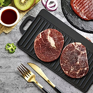 Keleday 20 Inch Cast Iron Griddle Pre-Seasoned Cast Iron Reversible Grill Griddle Pan with Two Handles Square Grill Pan for Stove top Oven and Camping Fire Indoor and Outdoor Use