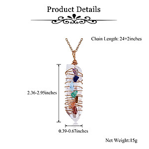 GEHECRST Natural Raw Irregular Clear Quartz Pendant Necklace Rose Gold Copper Wire Wrapped, Reiki 7 Chakra Healing Crystal Stone Chip, Handmade Women Jewelry Gift for Mom Mother’s Day Girlfriend