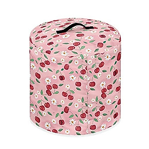 SEANATIVE Red Cherry Print Pressure Cooker Cover Dust Cover for Kitchen Appliance Round Slow Cooker Protector Rice Cooker Organizer Bag with 2 Pocket and Handle