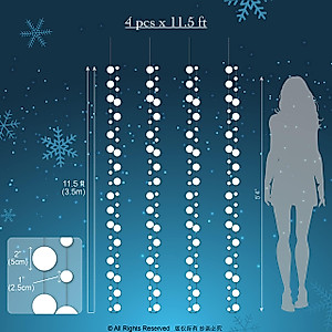 Cheerland White Circle Dots Garland for Winter Snowflake Wonderland Frozen Theme Birthday Decorations Streamer Banner Backdrop for Wedding Bridal Baby Shower Snowy Hanging Party Decorations Supplies