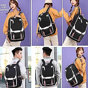 Stylifeo Teenage Girls' Backpack, Middle School Backpack Students Bookbag Daypack for Teen Girls,with USB Charge Port (Pink and Black)