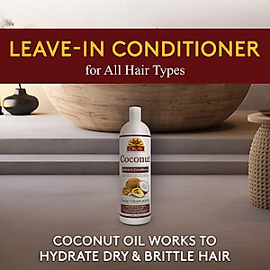 OKAY Coconut Deep Moisturizing Leave In Conditioner Helps Replenish Moisture And Elasticity For Healthy Strong Hair Sulfate,Silicone,Paraben Free For All Hair Types and Textures Made in USA 33oz