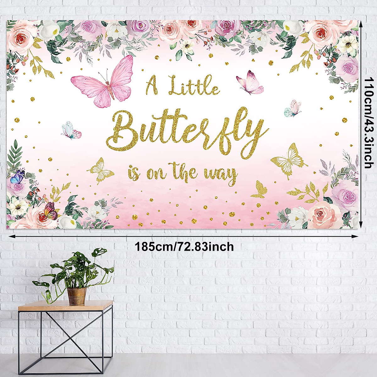 Butterfly Baby Shower Decorations Set a Little Butterfly Is on the Way Photography Backdrop Pink Purple Balloon Garland Arch Kit Butterfly Tablecloths for Baby Girls Shower Supplies Decor