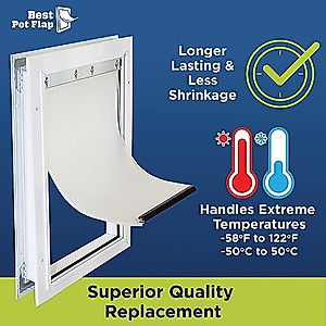 Best Pet Flap Medium Non PVC Compatible w/PetSafe PAC11-11038 - 8 1/8" x 12 7/8" Longer Lasting, Most Energy Efficient, Less Shrinkage, BPA Free