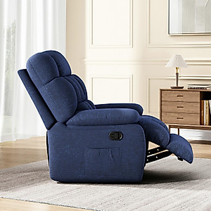 Soohow Recliner Chair, Upholstered Ergonomic Reclining Chair with Side Pocket, 110°-160° Adjustable Recliner Chairs for Adults, Single Sofa Chair with Footrest, Chenille Recliner Sofa for Living Room