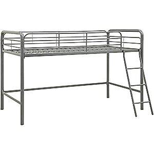 DHP Junior Loft Bed Frame with Ladder, Twin, Silver