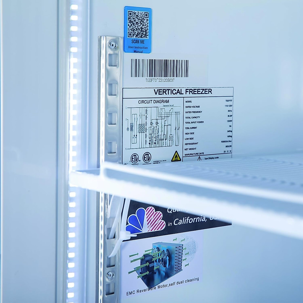 GENERIC Commercial Freezer, 56.5 Cu Ft Three Glass Door Merchandiser Upright Refrigerator Drink Display Freezer for Home or Sale Used,ETL and NSF Approval,71"" Wide, TGDF 70''-ST