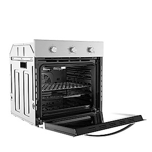Empava 24 in. 2.3 cu. Ft. Single Gas Wall Oven Bake Broil Rotisserie Functions with Mechanical Controls-Built-in Timer-Convection Fan in Stainless Steel, 24 Inch