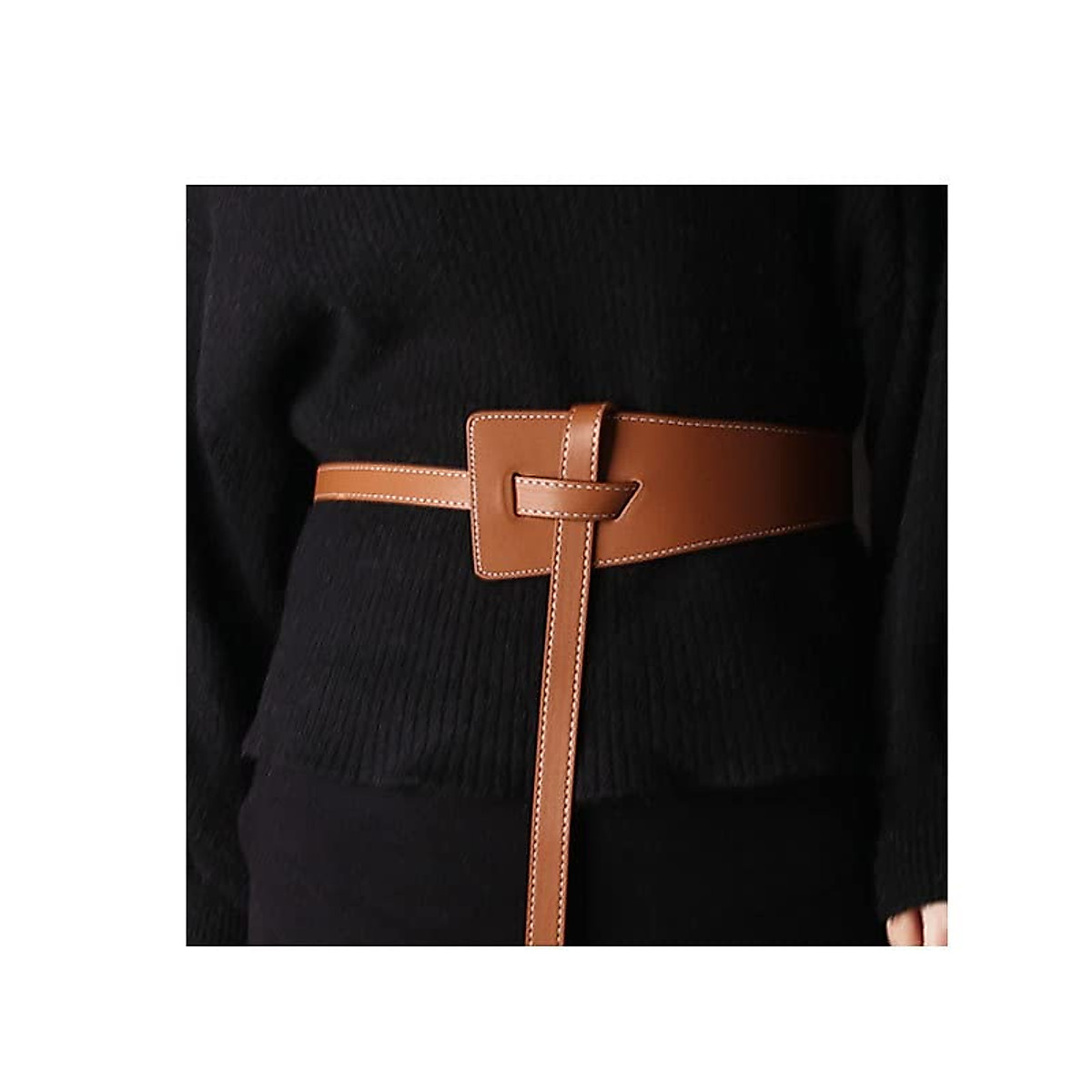 FGSS Womens Fashion PU Leather Belts Tie a Knot Waist Belt for Dress Jeans (Fit waist size 25"-40")