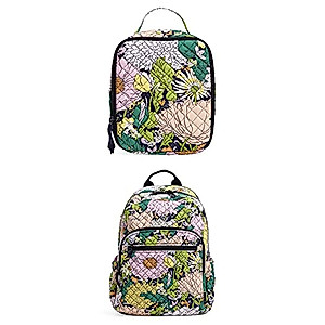 Vera Bradley Cotton Lunch Bunch Lunch Bag, Bloom Boom - Recycled Cotton withCotton Campus Backpack, Bloom Boom - Recycled Cotton