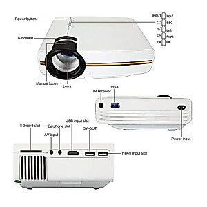 CXDTBH Upgrade Mini Projector 1080P 1800Lumen Portable LCD LED Projector Home Cinema USB Compatible 3D Beamer ( Color : D , Size : YG410 )