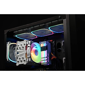 Enermax ETS-T50 Axe Addressable RGB CPU Air Cooler for AMD/Intel, 5 Direct-Contact Heat Pipes, 230W+ TDP, 120mm PWM Fan, White