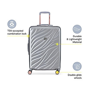 Delsey Paris Alexis Hardside 3-Piece Set, Expandable Luggage with 4 Spinner Wheels, Lightweight Suitcase, 21" Carry-On, 25" Checked Medium, 29" Checked Large, Silver/Rose Gold