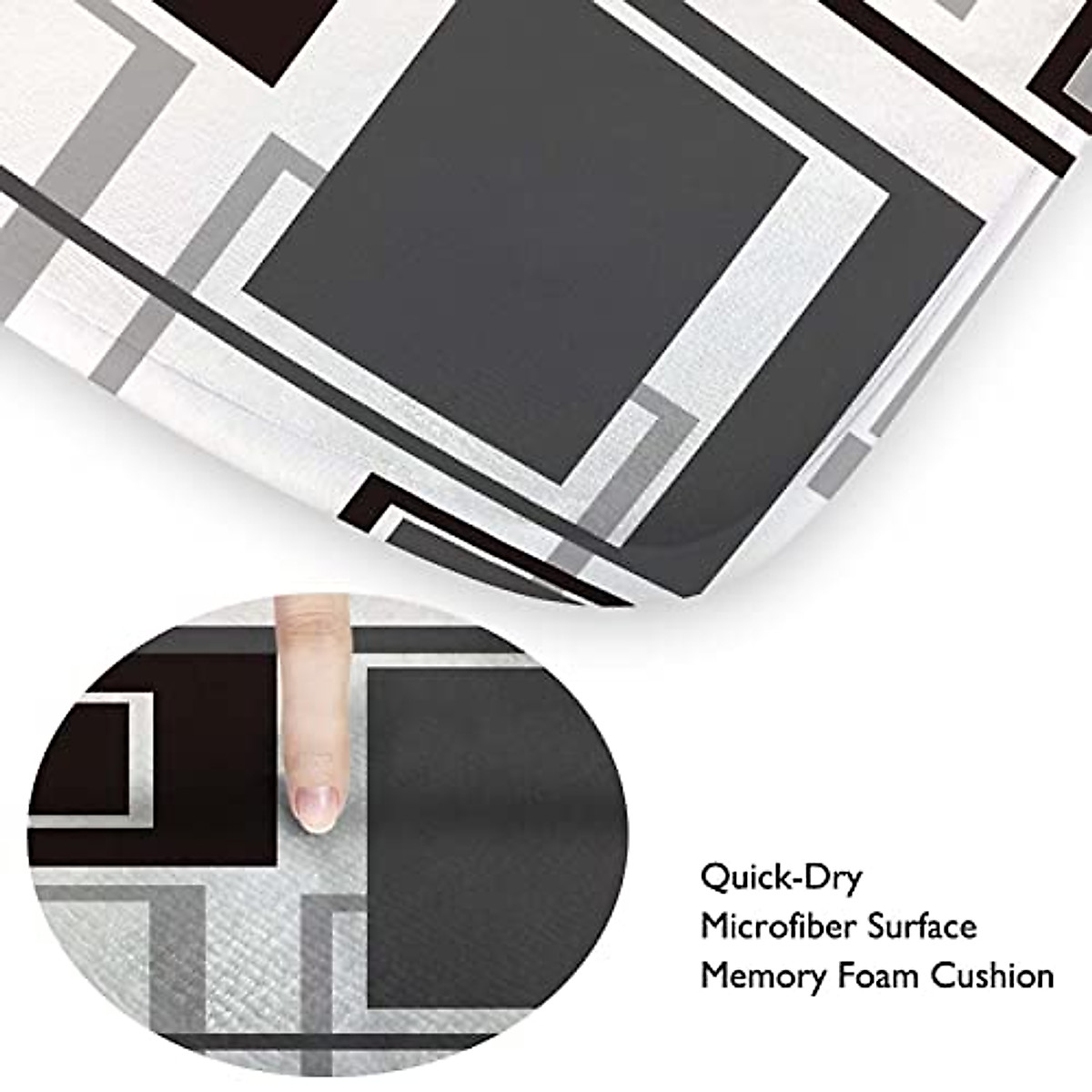 KINUUIS 4PC Dark Grey Bathroom Shower Curtain Sets Modern Minimalist Art Bathroom Sets Light Gray and Black Bathroom Sets with Rugs and Accessories Geometric Shower Curtain for Bathroom Decoration