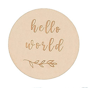 Atopxing Wooden Baby Announcement Sign,5.9 Inch Hello World Newborn Sign,Baby Birth Announcement Sign, Baby Name & Arrival announcements Board for Photo Prop Baby Shower Hospital Nursery Gift.