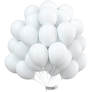 PartyWoo White Balloons, 100 pcs 10 Inch Matte White Balloons, White Balloons for Balloon Garland or Balloon Arch as Party Decorations, Wedding Decorations, Neutral Baby Shower Decorations, White-Y13