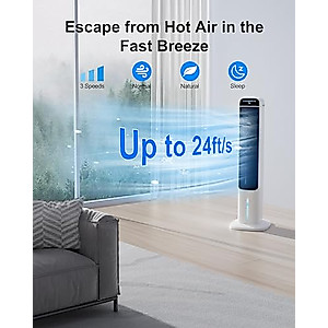 Uthfy 41" Swamp Cooler, Evaporative Air Cooler With 4 Ice Packs And Remote, 80° Oscillation 3 Speeds 3 Modes, Cooling Fan That Blow Cold Air, Bladeless Tower Fan For Bedroom Home Office