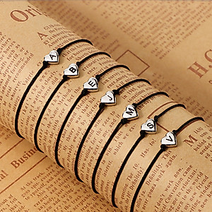 SANNYRA Pinky Promise Bracelets for Couples ，AK Initial Heart Bracelet，Long Distance Matching Bracelets Relationship Jewelry Gift