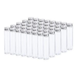 PATIKIL 40Pcs 110ml Plastic Test Tubes with Screw Caps, 155x33mm Tubes Aluminum Lid, for Scientific Experiments Party Decoration Candy Bead Storage Bath Salt