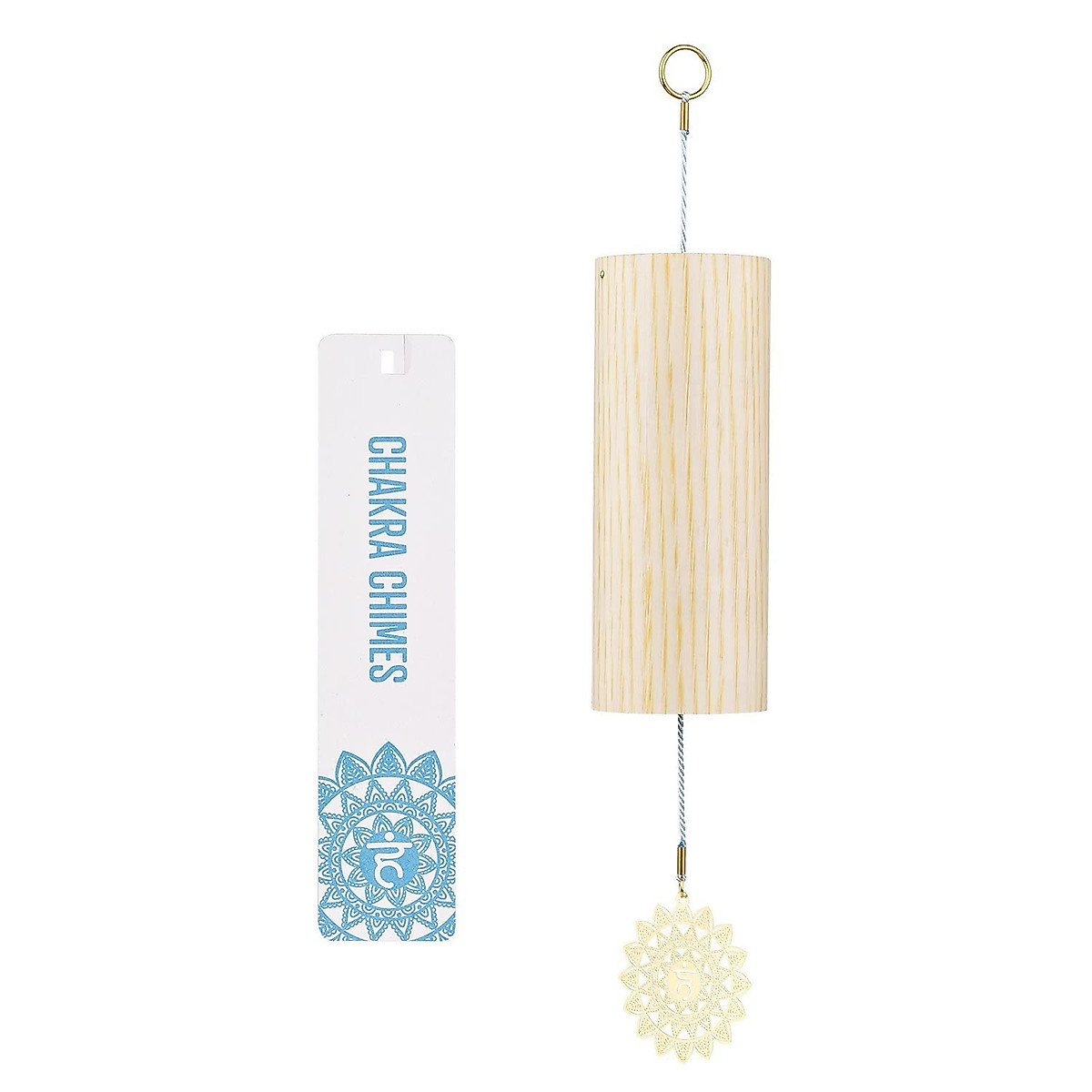 Mowind Chakra Chimes Natural Bamboo Wind Chimes Meditation Chord Windchime Wind Bell for Home Decoration Zen Mindfulness Throat Chakra