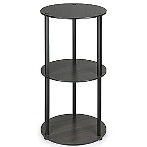 VIEWALL Round Bedside Side Table, Round End Table with Storage Shelf Small Night Stand for Living Room Couch Sofa Bedroom Balcony Home Office, Black